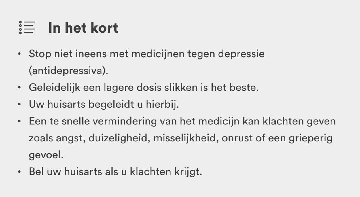 Informatie over het afbouwen van antidepressiva - Zembla - BNNVARA